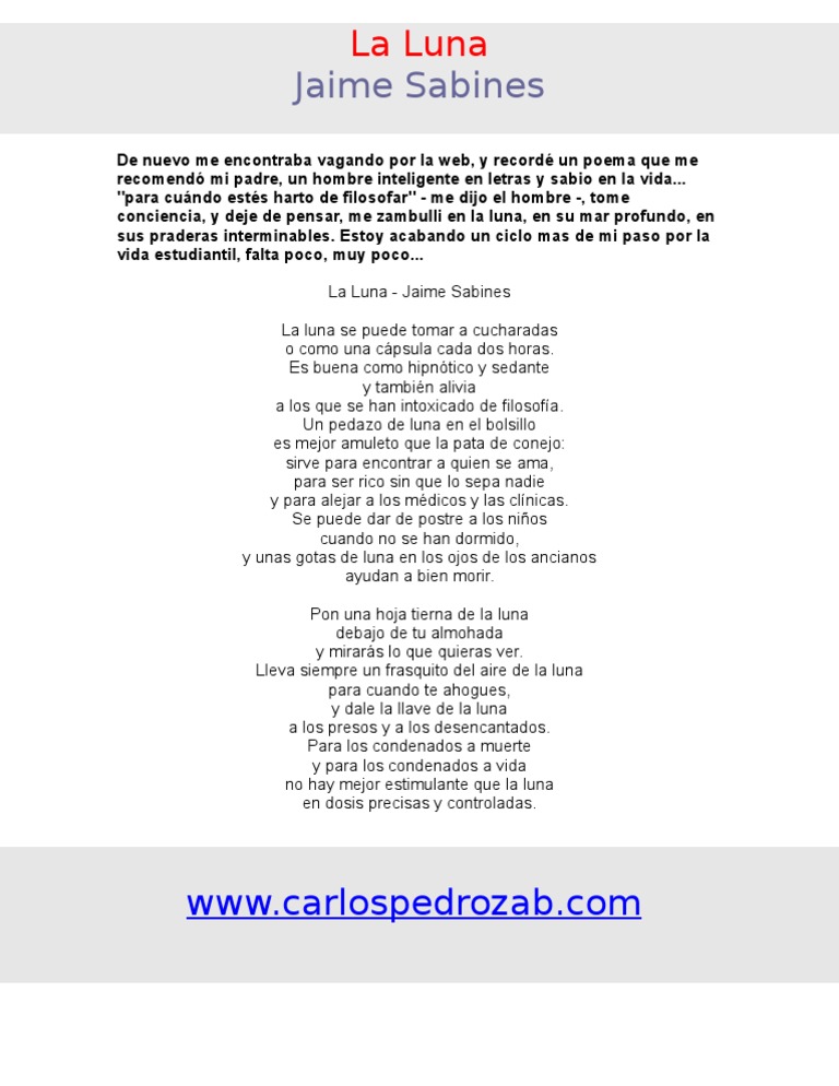 Jaime Sabines - La Luna | PDF | Religión y espiritualidad | Poesía