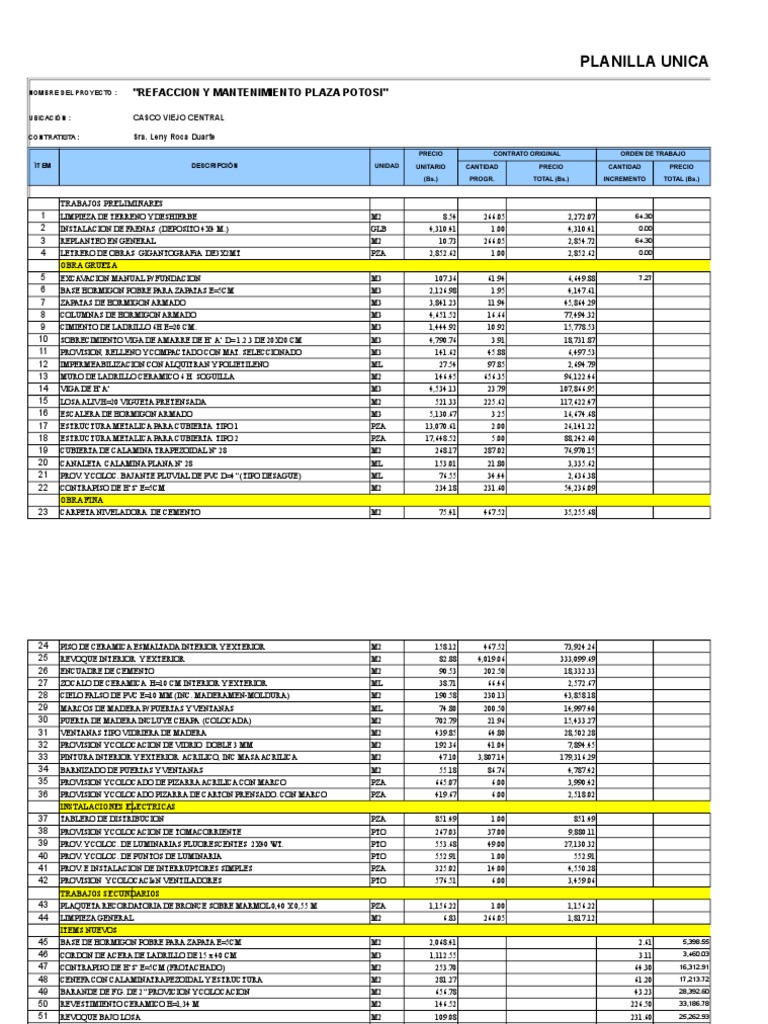 Ejemplo de Planilla Única | PDF
