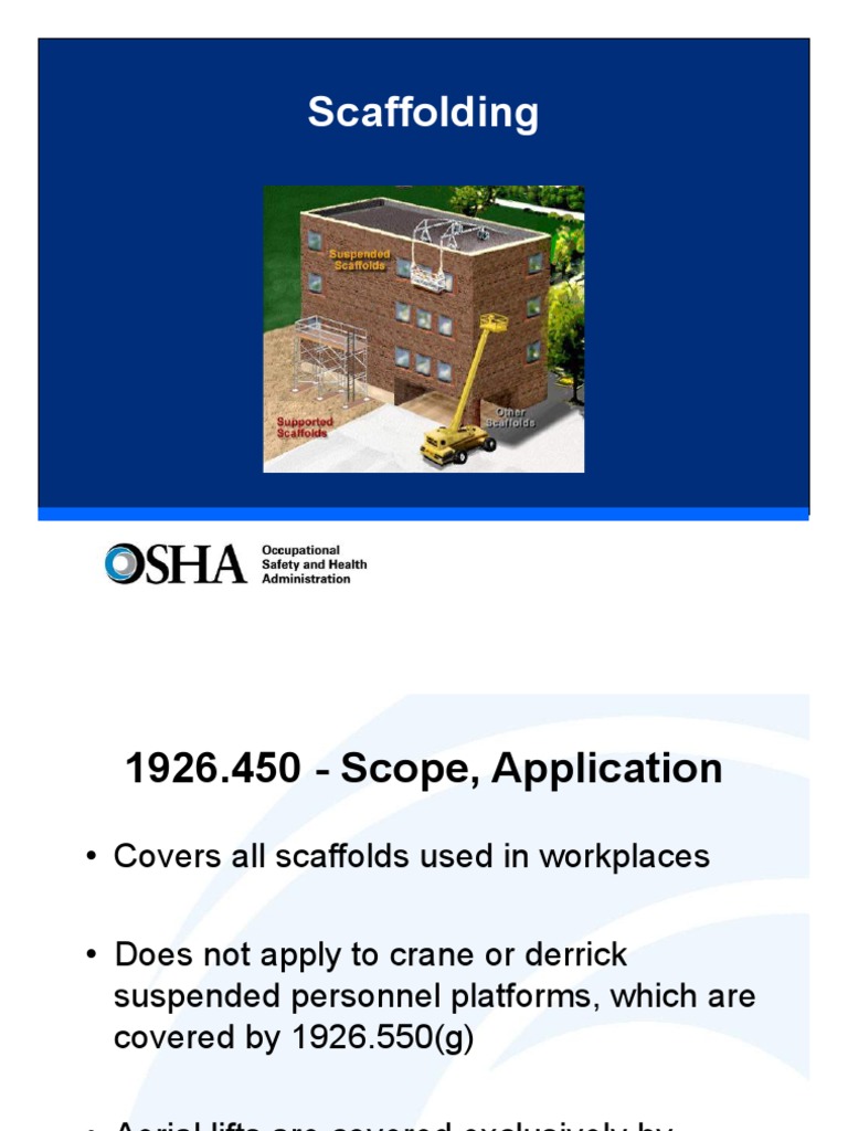 OSHA Scaffolding Standards Overview | PDF | Technology & Engineering