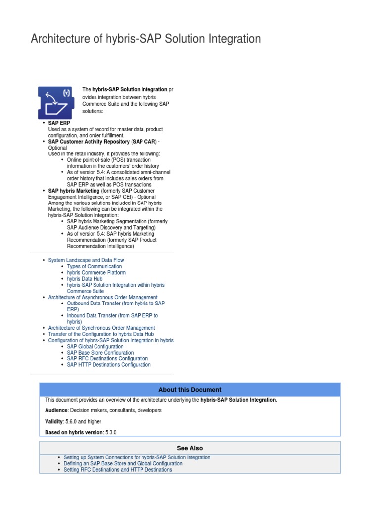 Hybris-SAP Integration Architecture | PDF | Sap Se | Hypertext Transfer Protocol