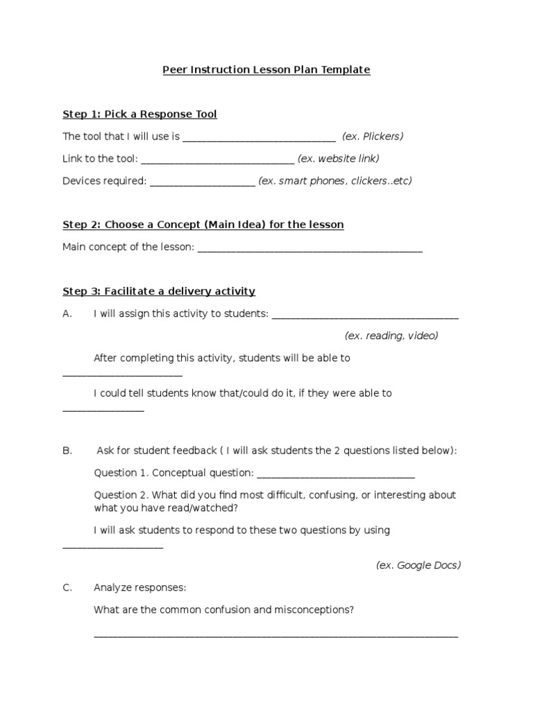 Peer Instruction Lesson Plan Template | PDF