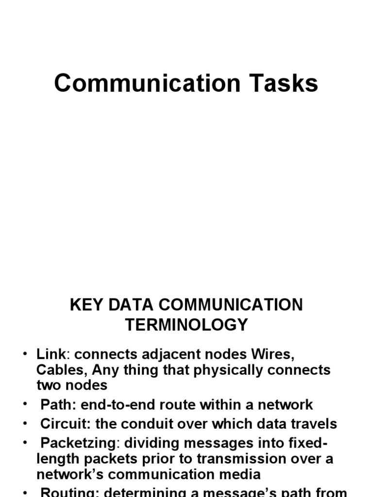Communication Tasks | PDF | Data Transmission | Transmission Medium