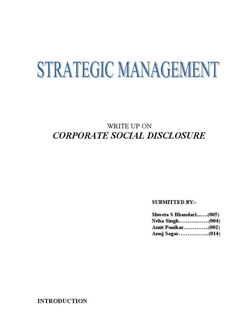 Corporate Social Disclosure | PDF | Corporate Governance | Corporate ...