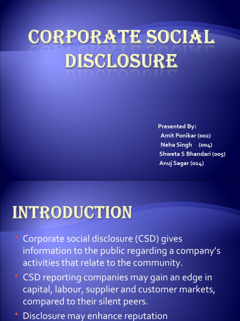 Understanding Corporate Social Disclosure | PDF | Career & Growth ...