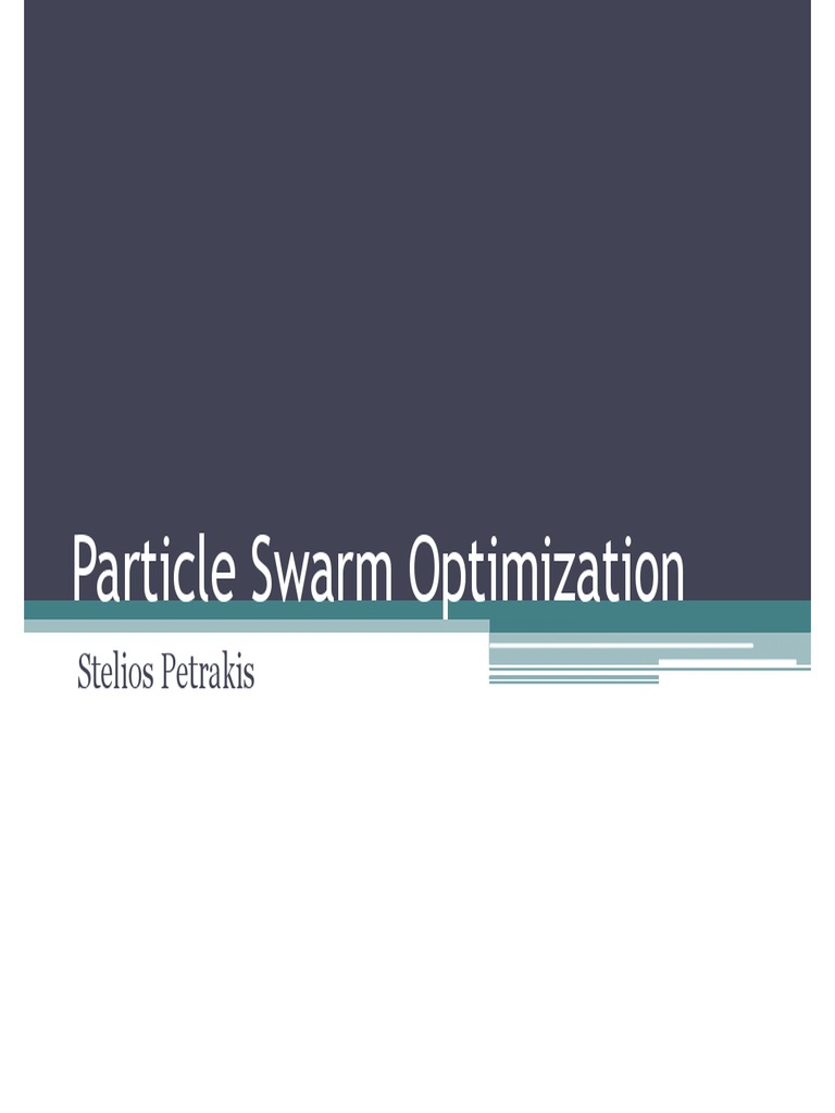 Particle Swarm Optimization Pdf Systems Analysis Numerical Analysis