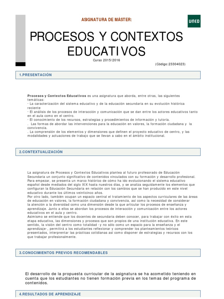 Guía I - Procesos y Contextos Educativos PDF | PDF