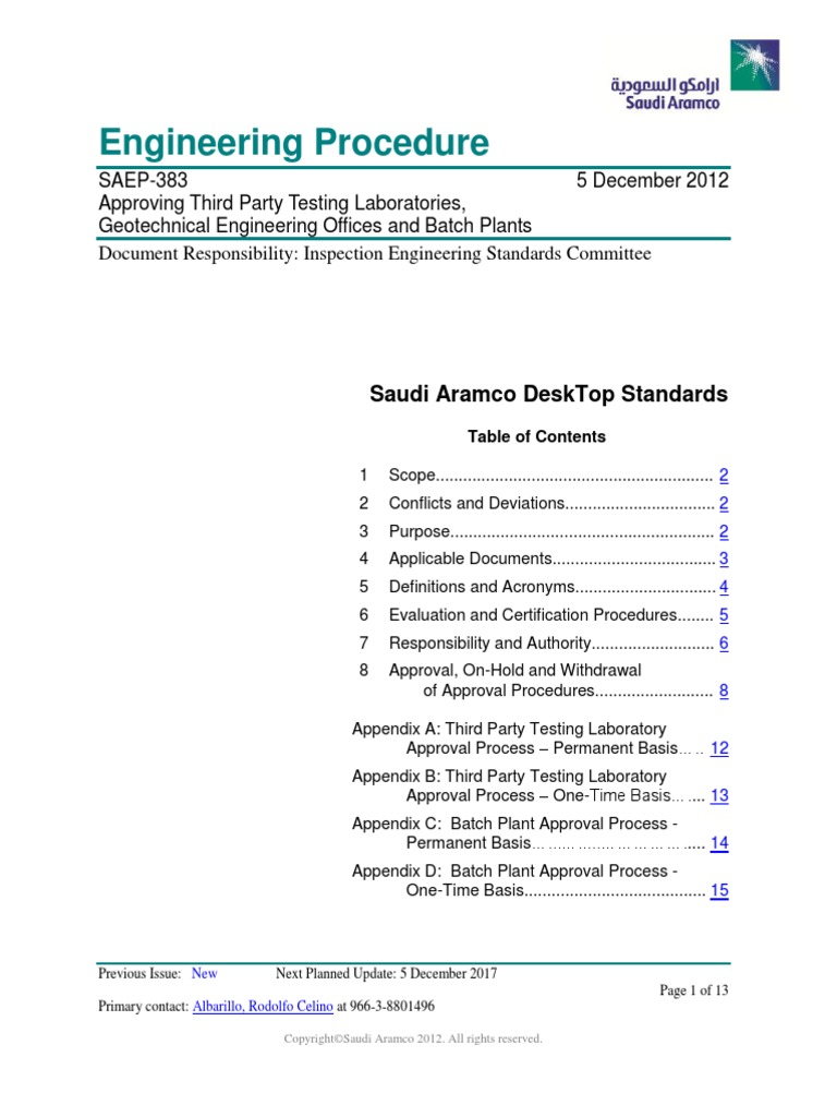 Saep 383 | PDF | Specification (Technical Standard) | Quality Assurance