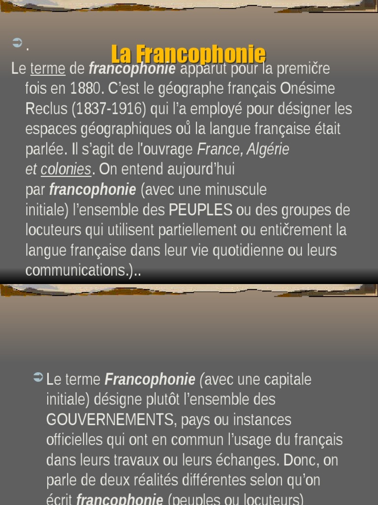La Francophonie Dans Le Monde | PDF | la Francophonie | Langue française