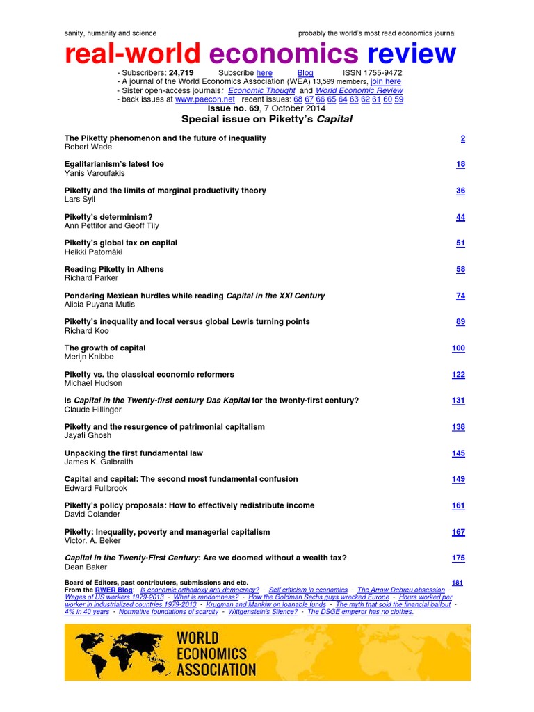 Real-World Economics Review | PDF | Thomas Piketty | Economic Inequality