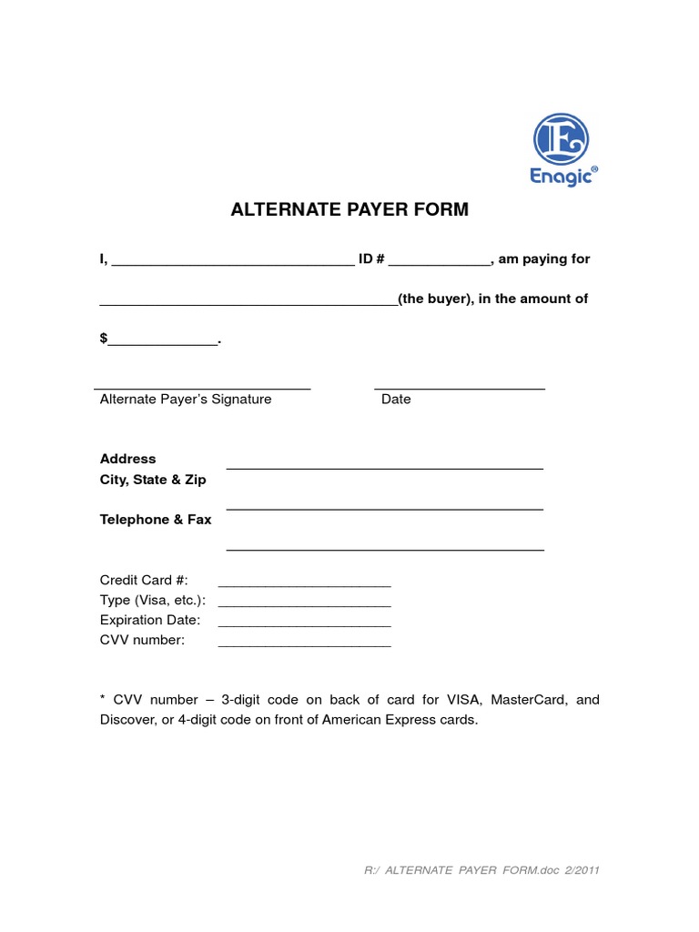Alternate Payment Authorization Form | PDF