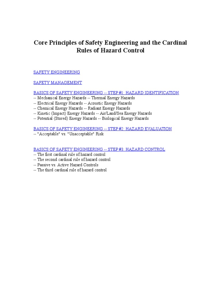 The Cardinal Rules of Safety Engineering: Identifying Hazards ...