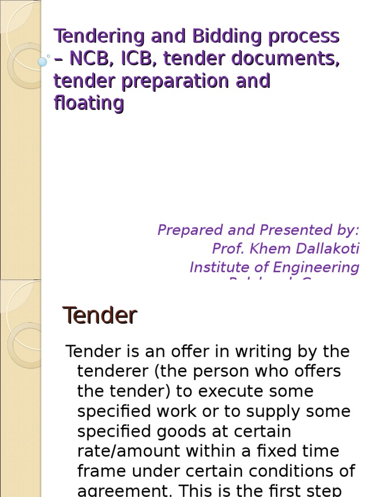 Tendering and Bidding Process | PDF | Construction Bidding | Procurement