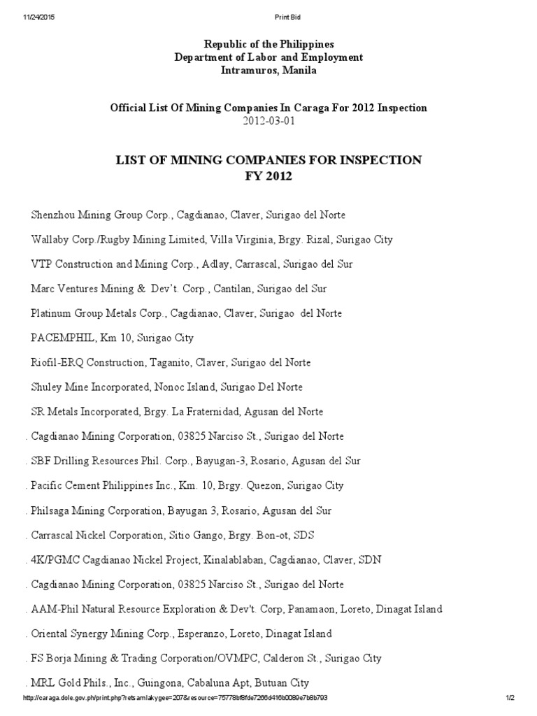 List of Mining Companies | PDF | Science & Mathematics