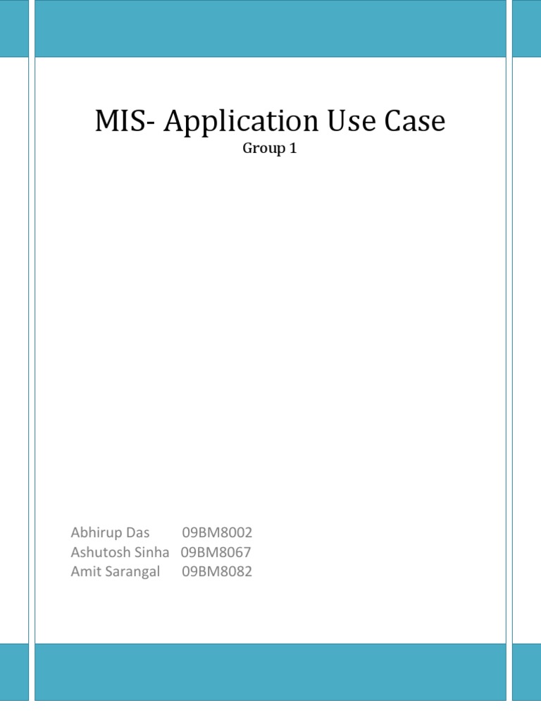 MIS - Application Use Case - Group1 | PDF | Use Case | Inventory