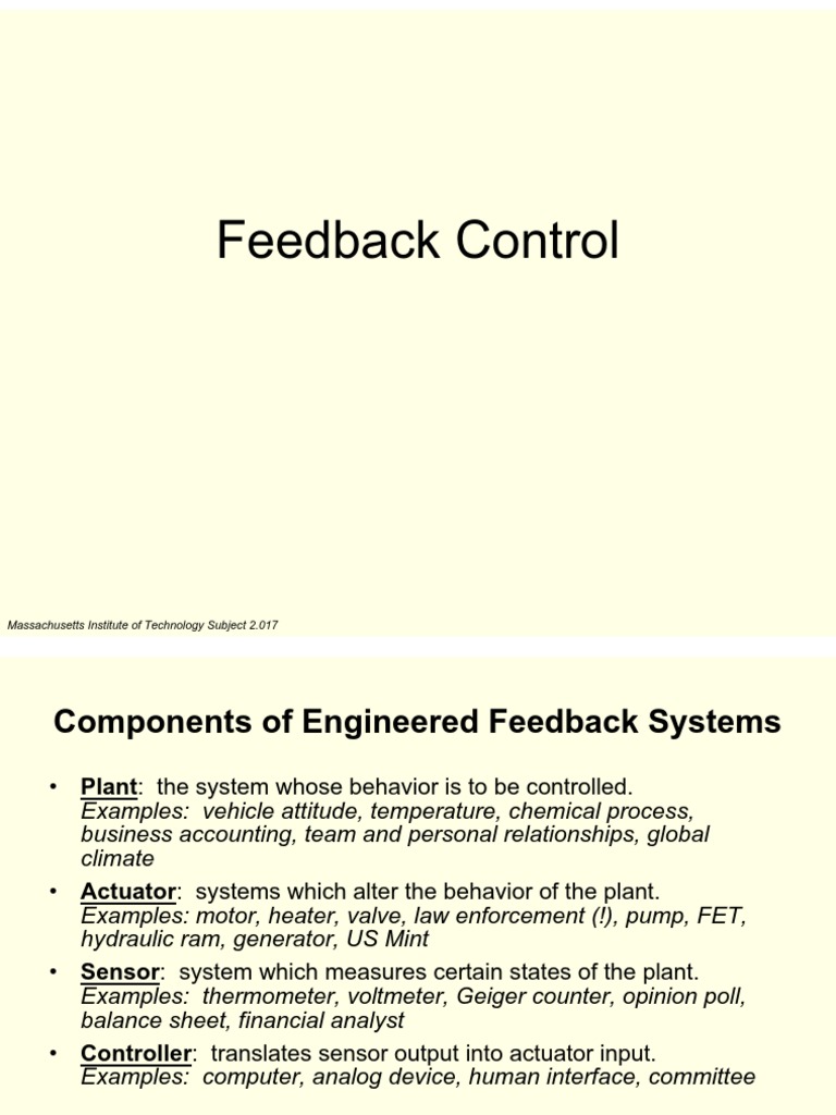 Feedback Control Systems Basics | PDF | Control Theory | Applied ...
