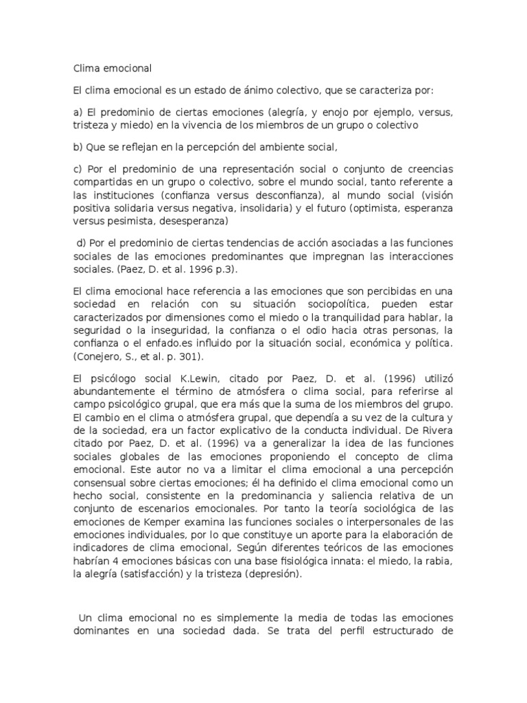 Clima emocional en el aula y su impacto | PDF | Las emociones | Sociedad