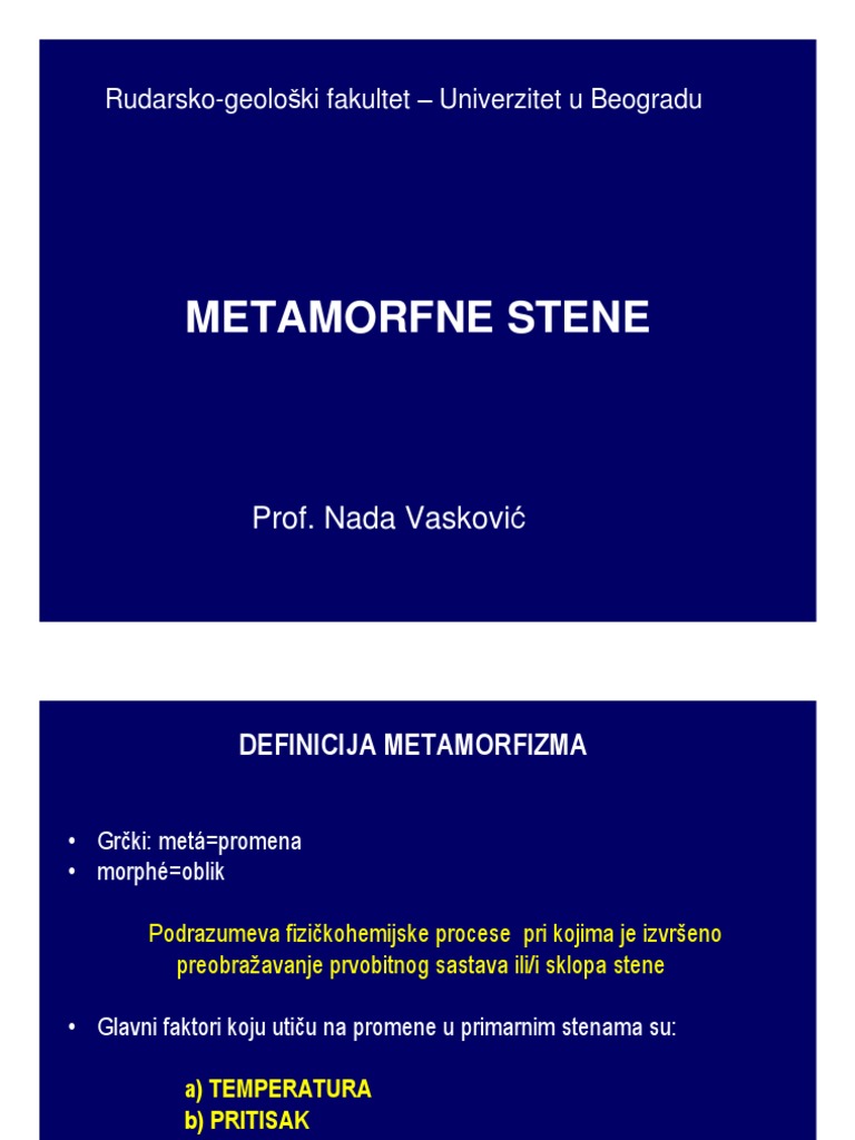 Metamorfne Stene - Uvod | PDF