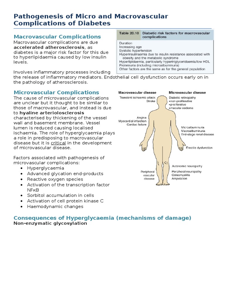 Pathogenesis of Micro and Macrovascular Complications of Diabetes | PDF ...