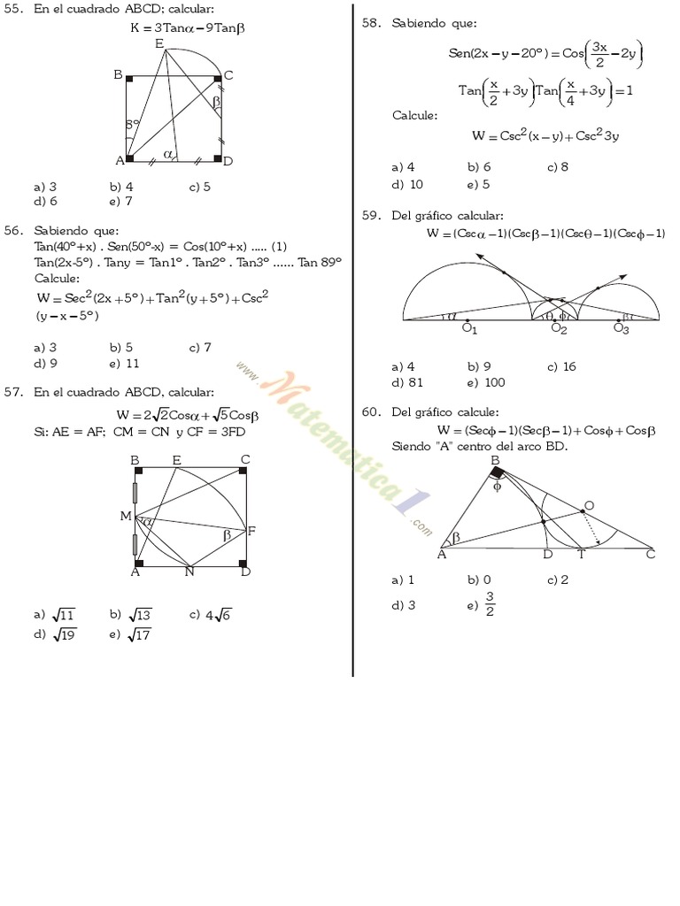 Ejercicios de Trigonometría Avanzada | PDF