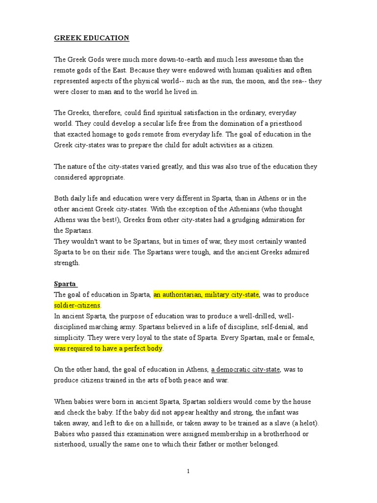 Greek Education Pdf Sparta Ancient Greece