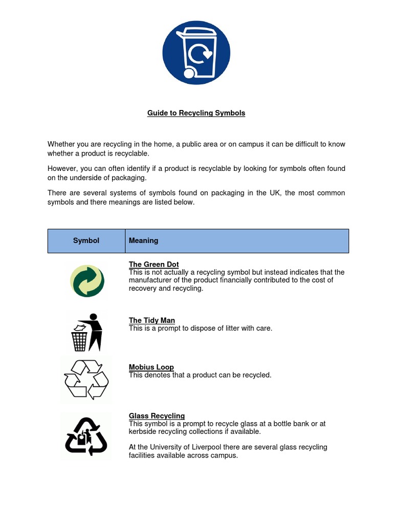 Recycling Symbols Guide UK | PDF | Recycling | Plastic