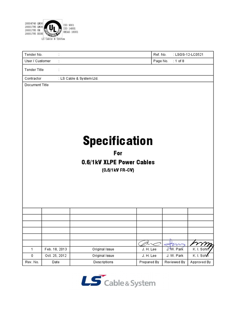 Cable Technical Specification PDF | PDF | Cable | Insulator (Electricity)