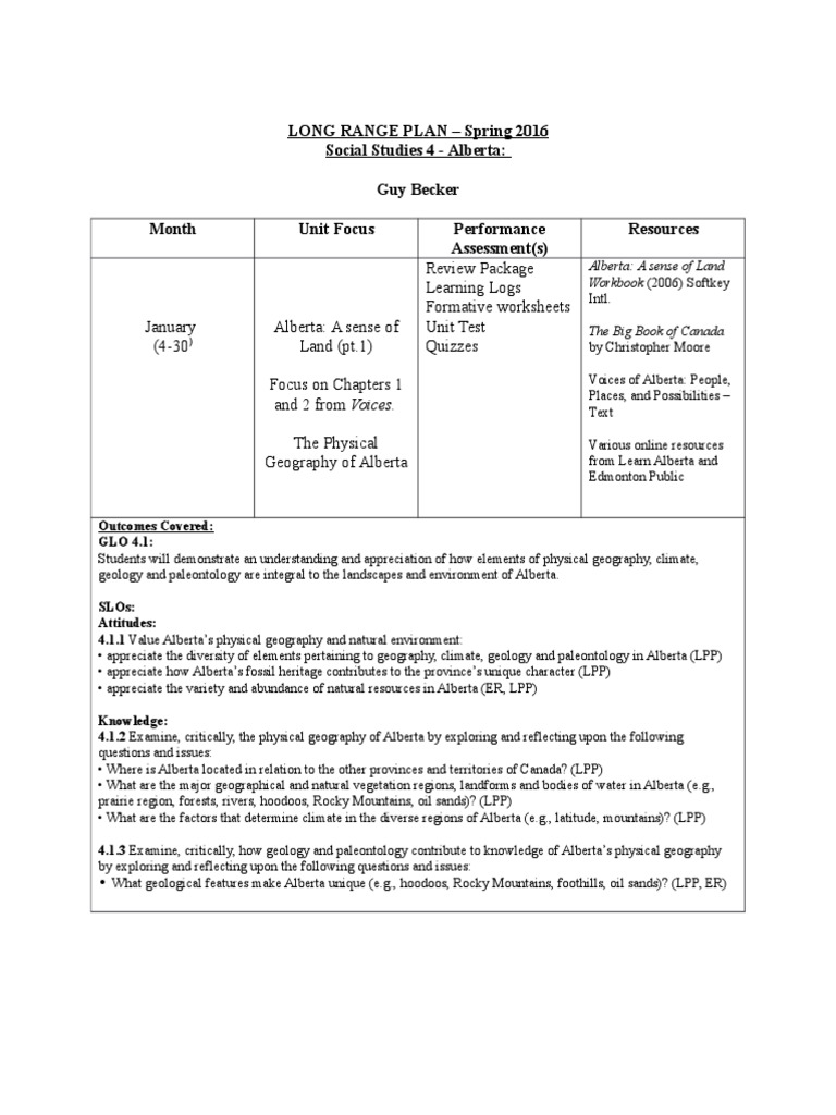 Alberta Social Studies Long Range Plan | PDF | Alberta | Geography
