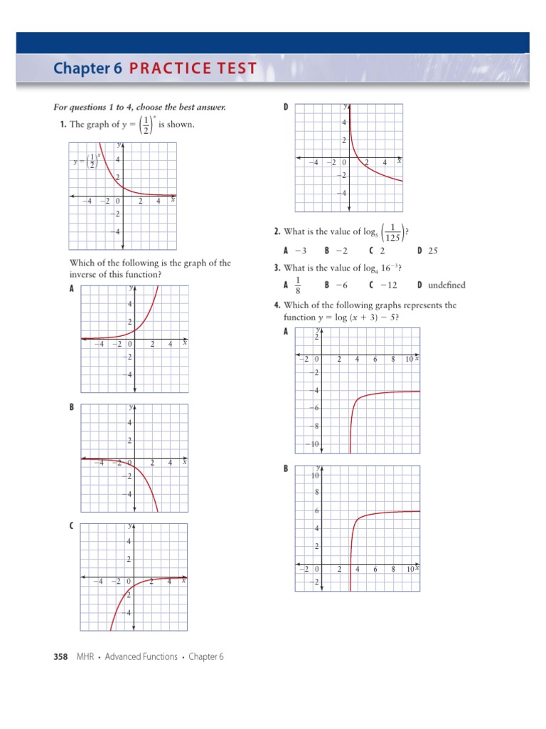 Chapter 6 Practice Test | PDF | Ph | Logarithm