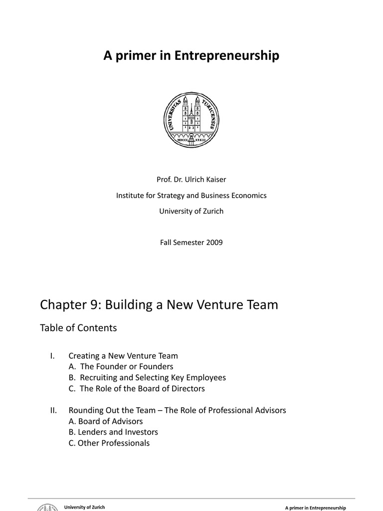 Building a New Venture Team | PDF | Entrepreneurship | Investor