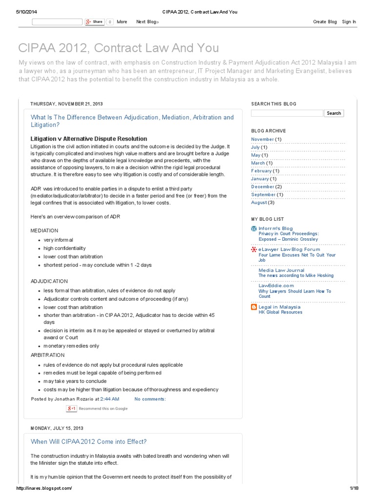 CIPAA 2012, Contract Law and You | Download Free PDF | Adjudication ...