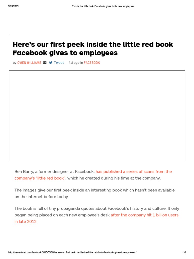 This Is The Little Book Facebook Gives To Its New Employees | PDF ...