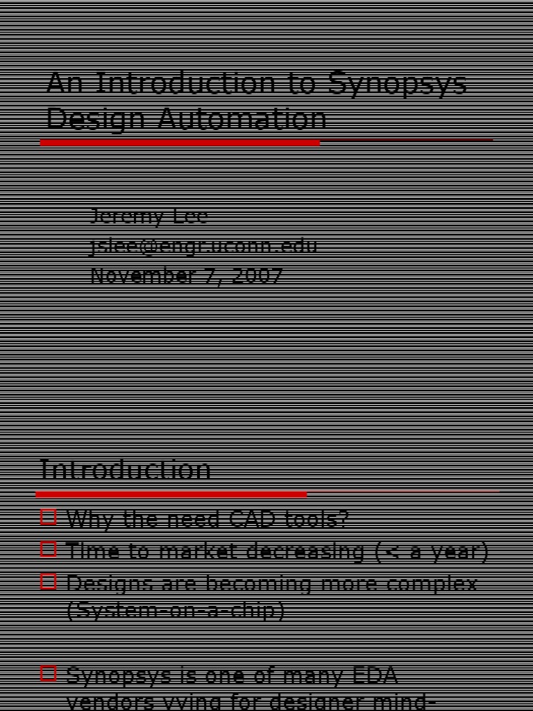 An Introduction To Synopsys Design Automation | PDF