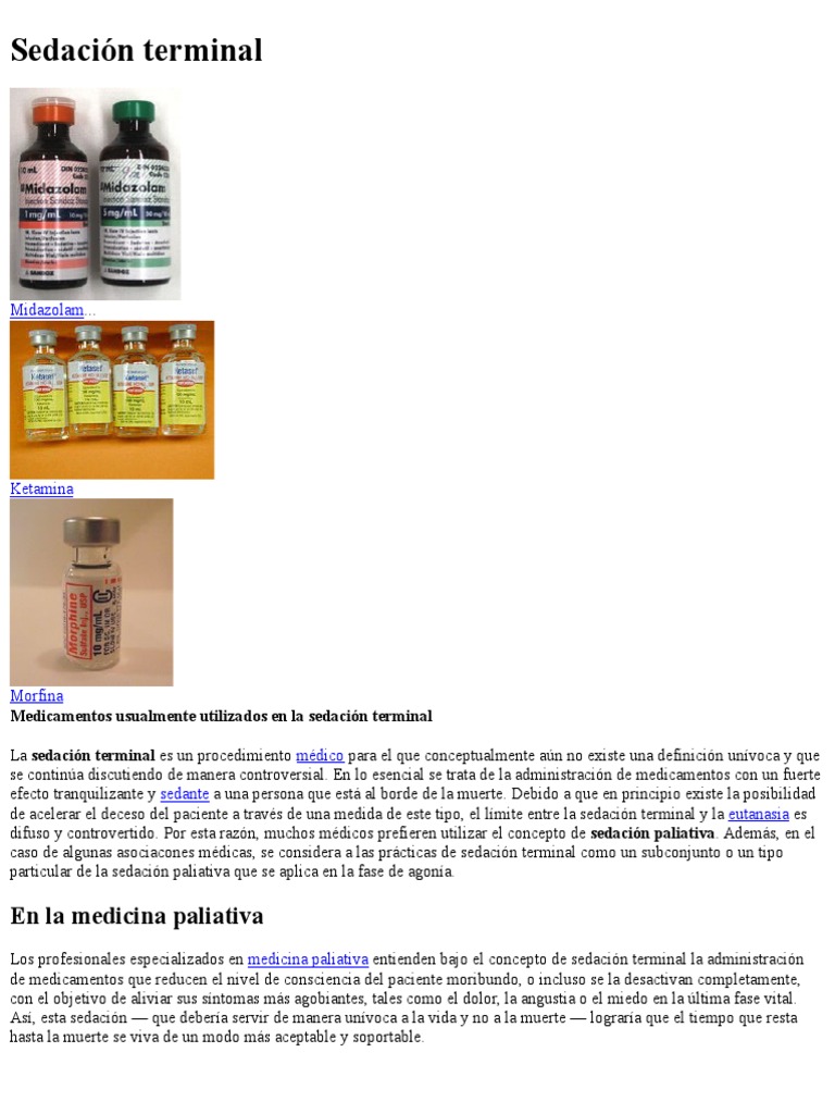 Sedación Terminal: Medicamentos y Controversias | PDF | Ciencias de la ...