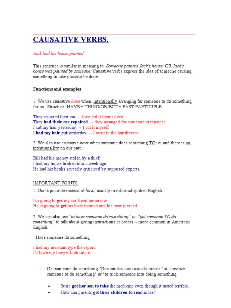 Causative Verbs | PDF | Verb | English Language