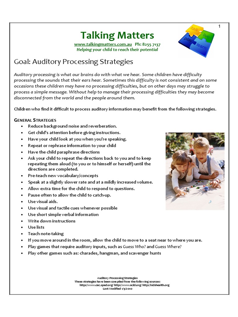 Effective Auditory Processing Strategies | PDF | Auditory System ...