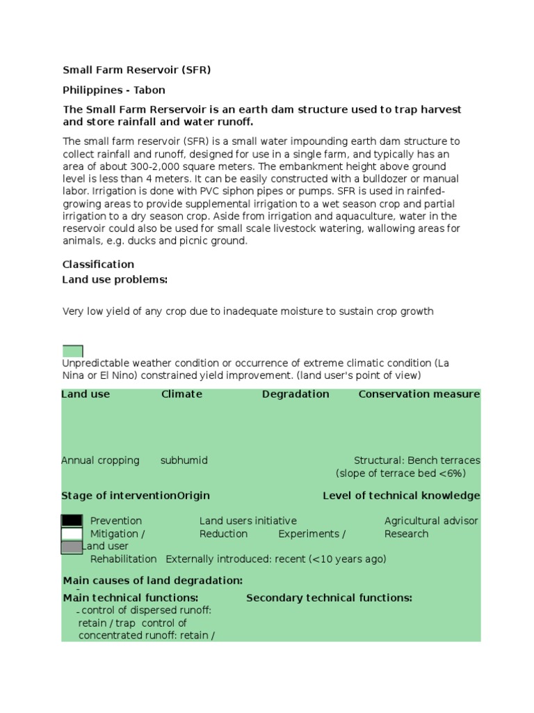 Small Farm Reservoir | PDF | Reservoir | Agriculture