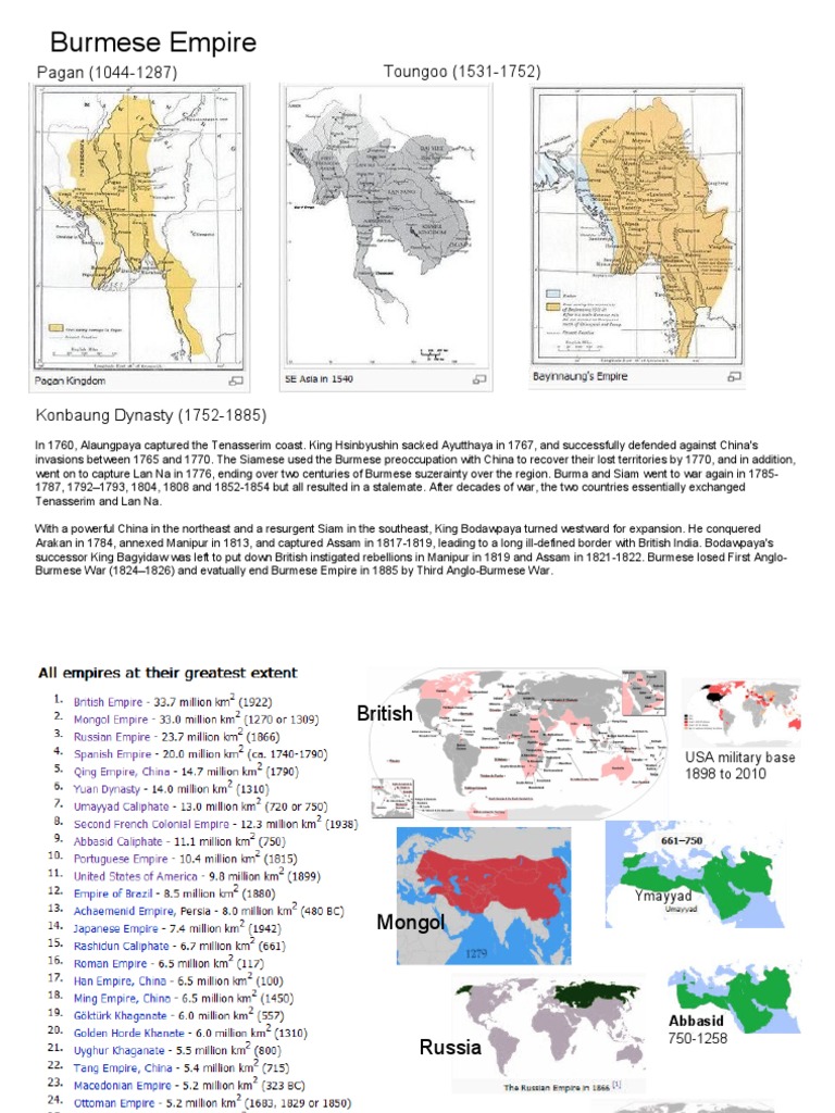 Burmese Empire: Toungoo (1531-1752) Pagan (1044-1287) | PDF