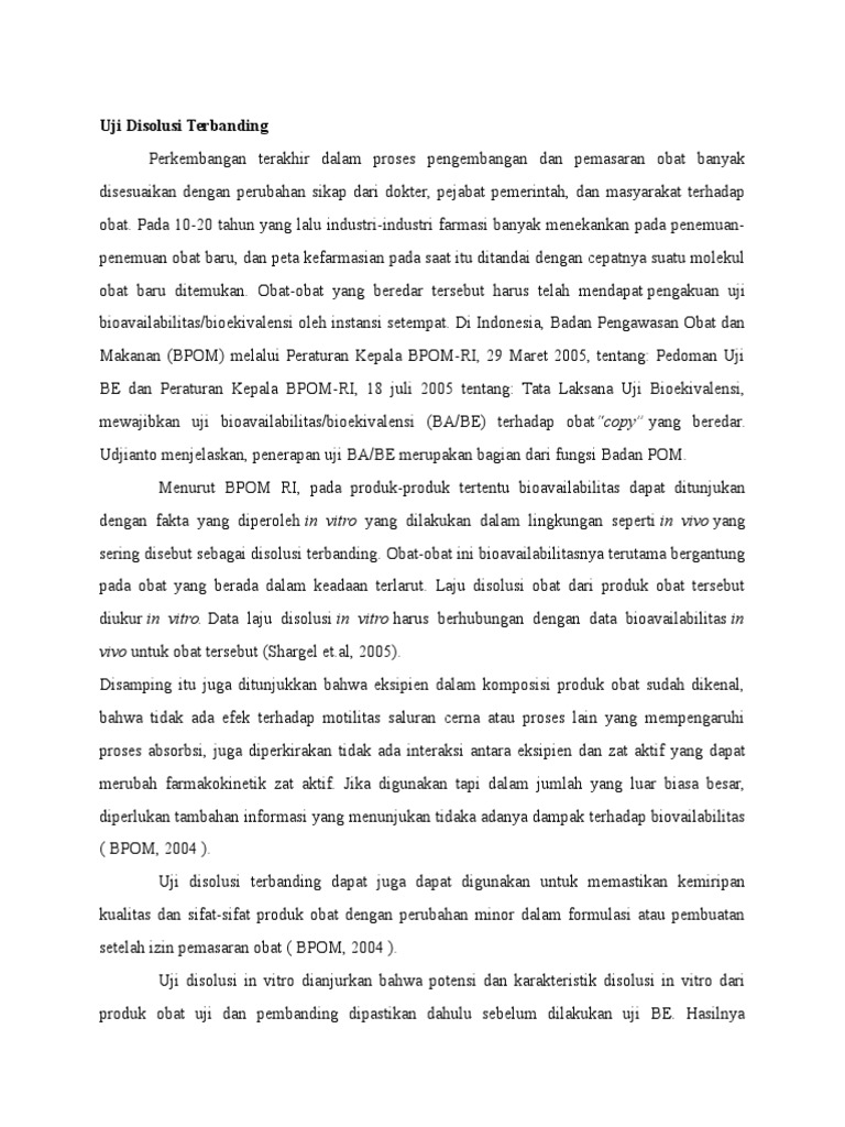 Uji Disolusi Terbanding | PDF