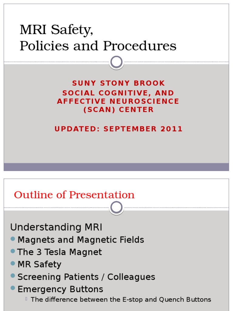 MRI Safety, Policies and Procedures | PDF | Magnetic Resonance Imaging ...