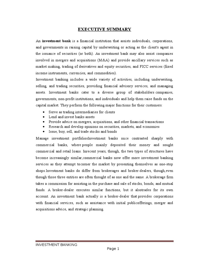 Financial Services Project | PDF | Investment Banking | Securities ...