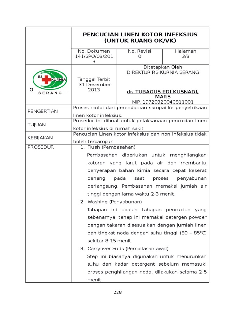 SOP Pencucian Infeksius | PDF | Sains & Matematika