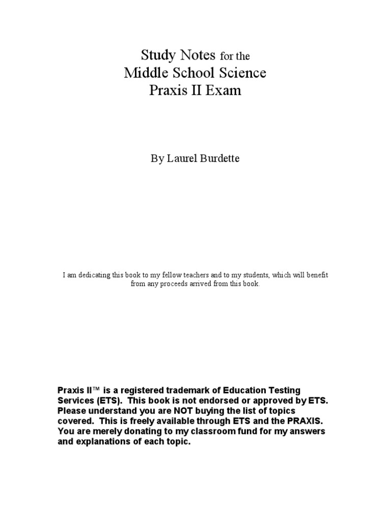 Study Notes Middle School Science Praxis II Exam: For The | PDF ...