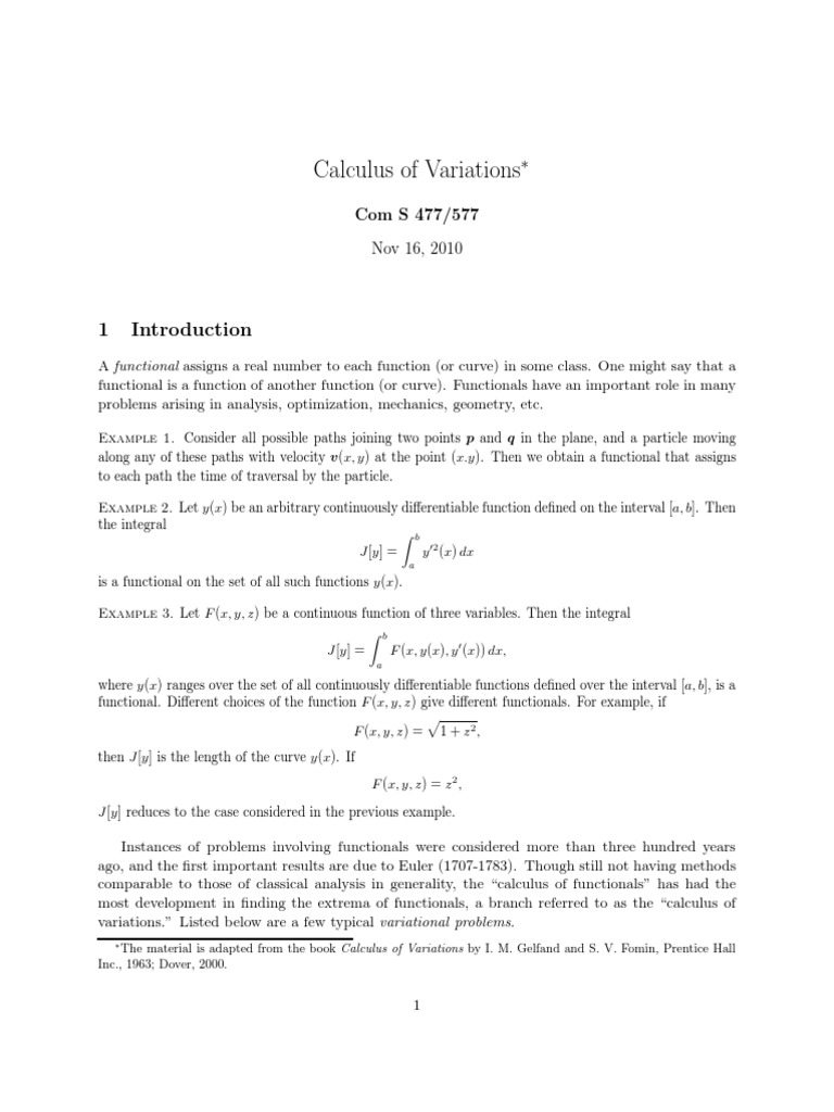Calculus of Variations | PDF