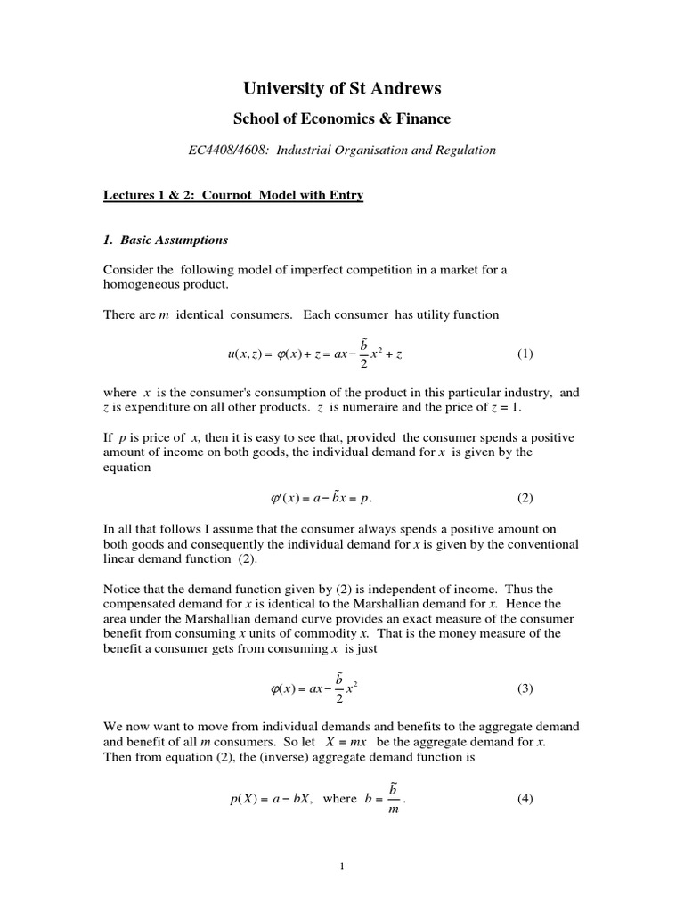 Cournot Model With Entry New | PDF | Perfect Competition | Economic ...