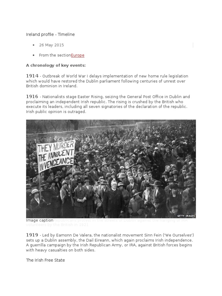 Ireland Profile - Timeline: A Chronology of Key Events | PDF | Republic ...