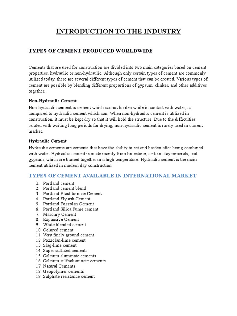Introduction To The Industry | Download Free PDF | Inflation | Cement