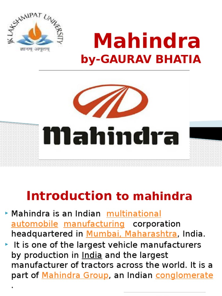 Mahindra Ppt. 1 | PDF | Automobiles | Vehicles