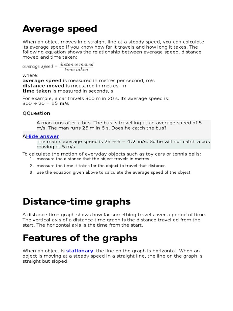 Average Speed | PDF | Speed | Acceleration