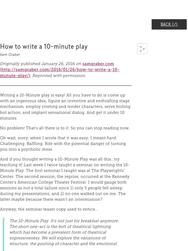 How To Write A 10-Minute Play - Playwrights' Center | PDF | Playwright ...