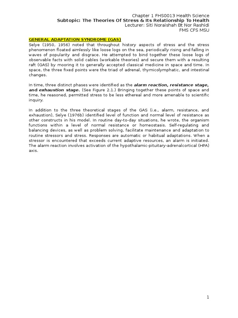 General Adaptation Syndrome Theories | Stress (Biology) | Self-Improvement